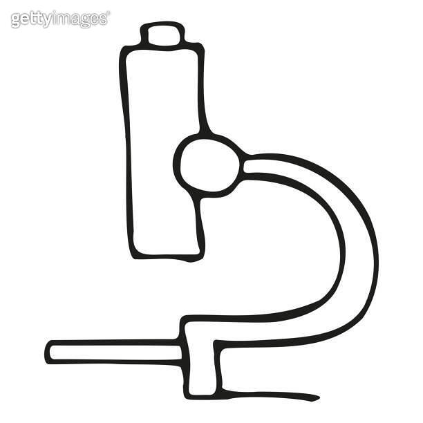 Microscope hand drawing vector doodle illustration, medical equipment ...