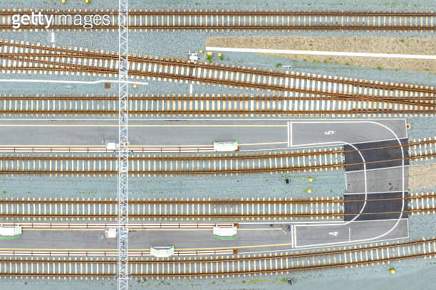 Railway yard without trains seen from above 이미지 (1597943299) - 게티이미지뱅크