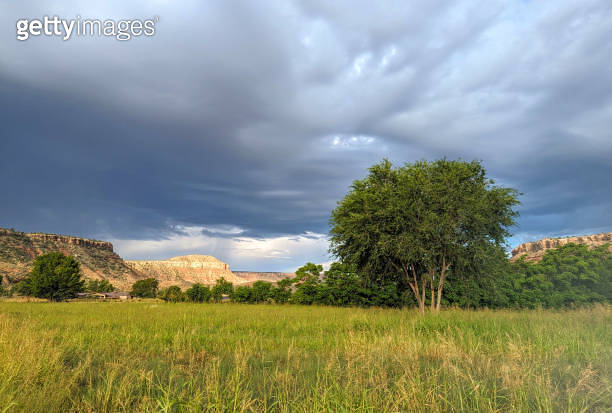 Monsoon thunderstorm building over the Virgin River Valley along ...