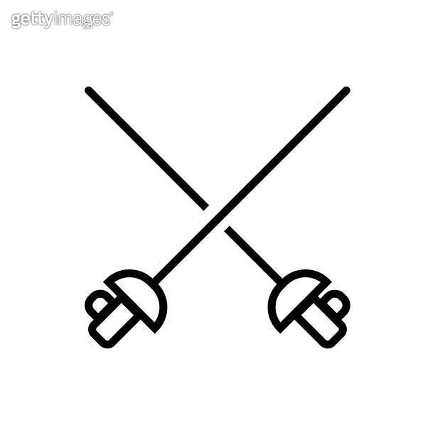Crossed fencing epee icon. Vector. (1477185880) - 게티이미지뱅크