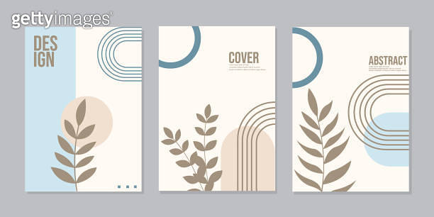 boho book cover set.botanical abstract style and floral design. For ...