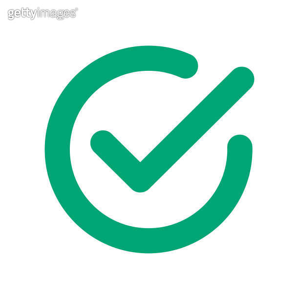 Round check mark symbol. Certification or permission. Vector. 이미지 ...