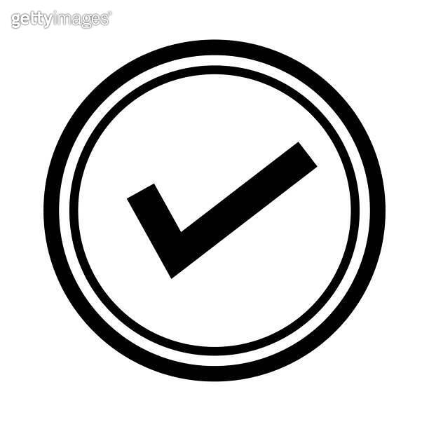Simple round check mark icon. Authentication sign. Vector. (1869638680 ...