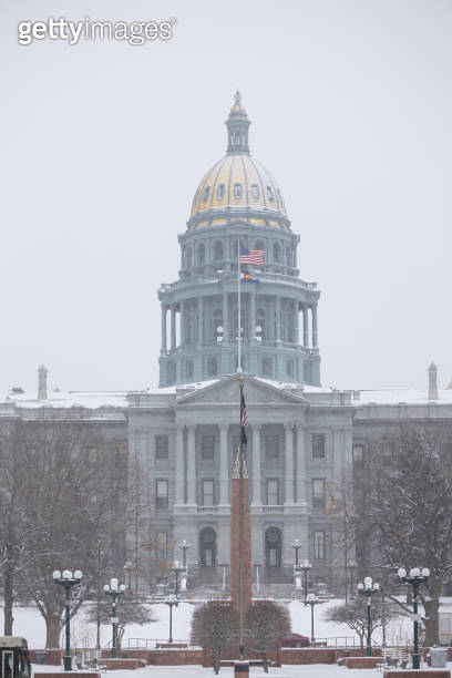 Colorado Capitol Building in Denver During a Winter Snowstorm 이미지 ...
