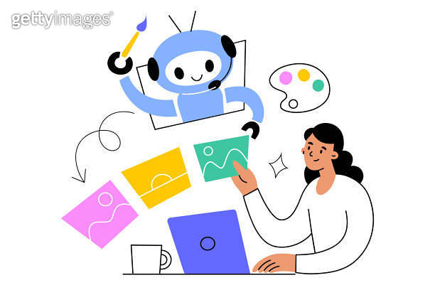 AI draws pictures, generates illustrations for designer, artificial ...