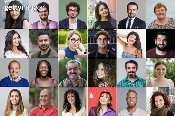 Headshot portraits of diverse smiling real people 이미지 (1497551831) - 게티 ...