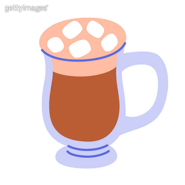 Hot chocolate icon, vector doodle illustration of glass with sweet ...