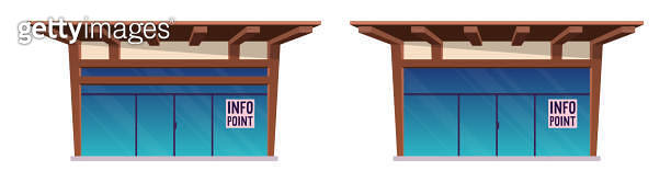 Tickets shop and gift shop building in cartoon style vector ...