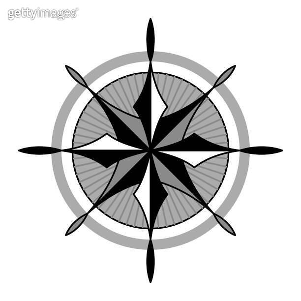 Wind rose compass. Navigation device with indication of the cardinal ...