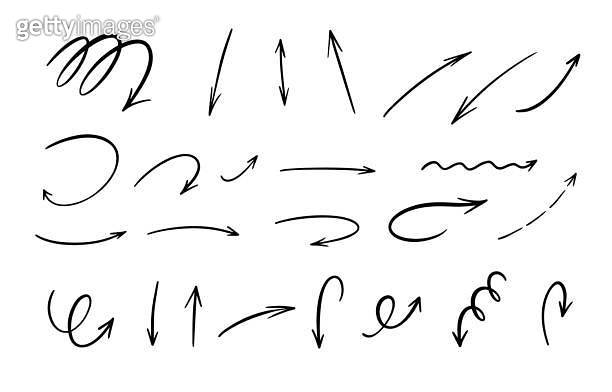 Different calligraphy arrows set. Black color line art vector ...