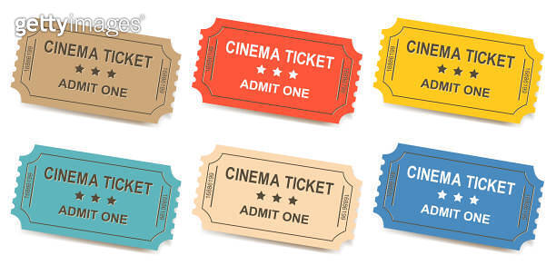 Vintage Color Ticket Isolated White Background (1492080898) 일러스트, 무료 ...