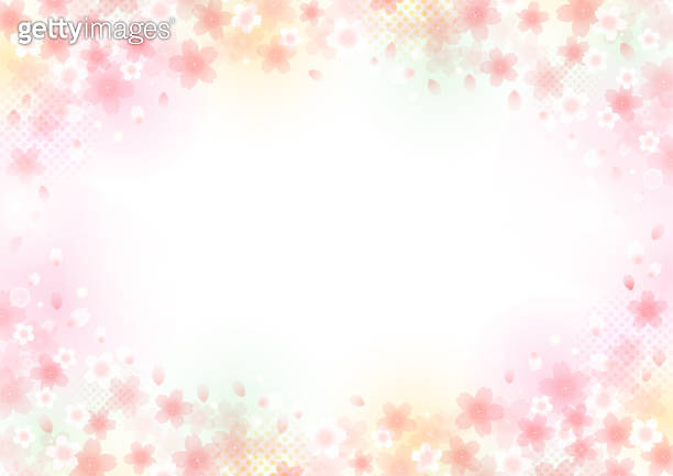 Watercolor Cherry Petals Dancing in the Wind Frame, Background ...