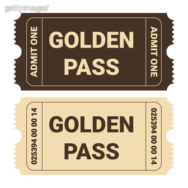 Vector set of golden pass ticket template. VIP entry talon.Vector ilustration for design and ...
