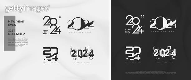 Set of new year 2024 vector numbers. Unique numbers and various shapes ...