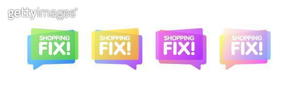 Shopping fix sign. Flat, color, shopping fix sign, message bubble ...