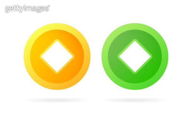 Coin icons. Flat, yellow and green coins, token icons. Vector icons 이미지 ...