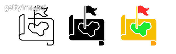 Map icons set. travel, navigation, path, flag, label, direction, GPS ...