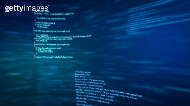 Software development writing programming code monitor, cyber security ...