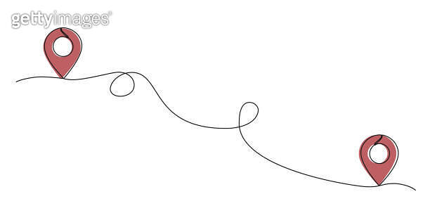 single line drawing of travel route with location markers (1501139544 ...