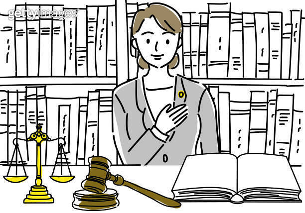woman lawyer at the Law firm hand drawing illustration (1589588473 ...