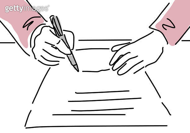 a woman signing the contract hand drawing illustration 이미지 (1575852752 ...
