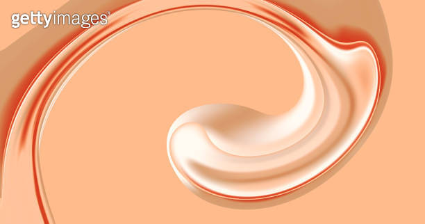 Abstract Peach Fuzz background with fluid neon light swirl wave ...