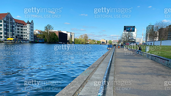 River Spree promenade near the East Side Gallery of the Berlin Wall in ...