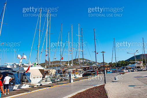 Datca, Mugla, Turkey. Beautiful view of Datca. Sea and marina landscape ...