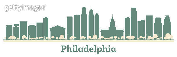 Abstract Philadelphia USA City Skyline with Color Buildings ...