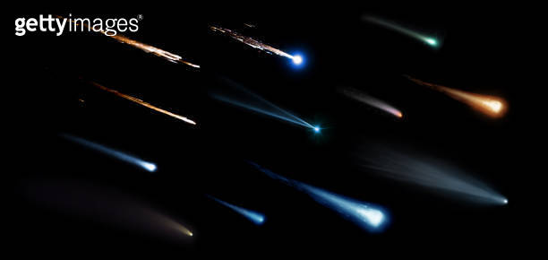 Collection of meteorites, asteroids, comets, meteors, comet tail ...