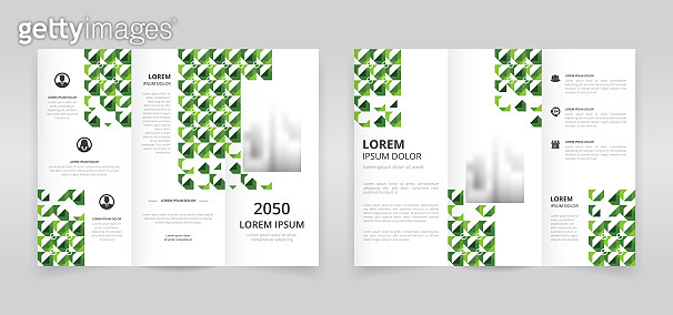 Modern trifold brochure template with green monochrome artwork 이미지 ...