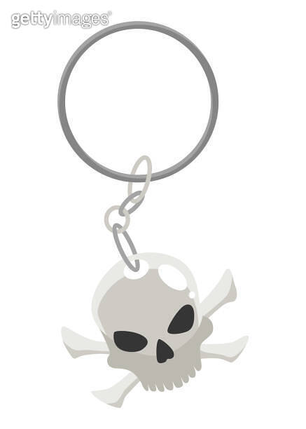 Keychain or keyholder icon. Cartoon color key ring, chain round holder ...