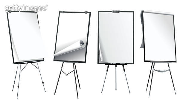 Flipchart mockup set at different angles. Presentation and seminar ...
