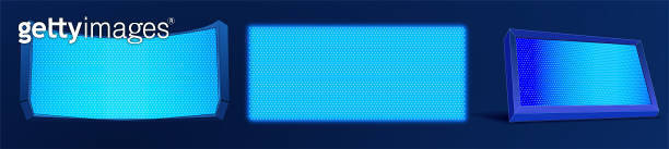 Realistic concave LED screen on wall or stage background with copyspace ...