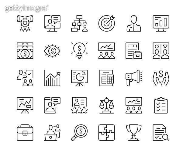 Business consulting icons. Vector line icons set. Business expert ...