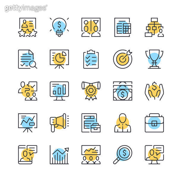Business consulting line icons. Set of business advisory icons. Black ...