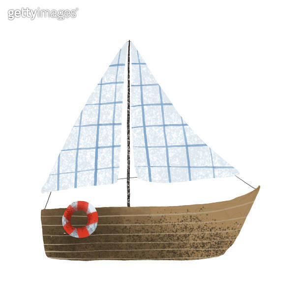 clip art with childish hand painted boats, ships, water transport. Cute ...
