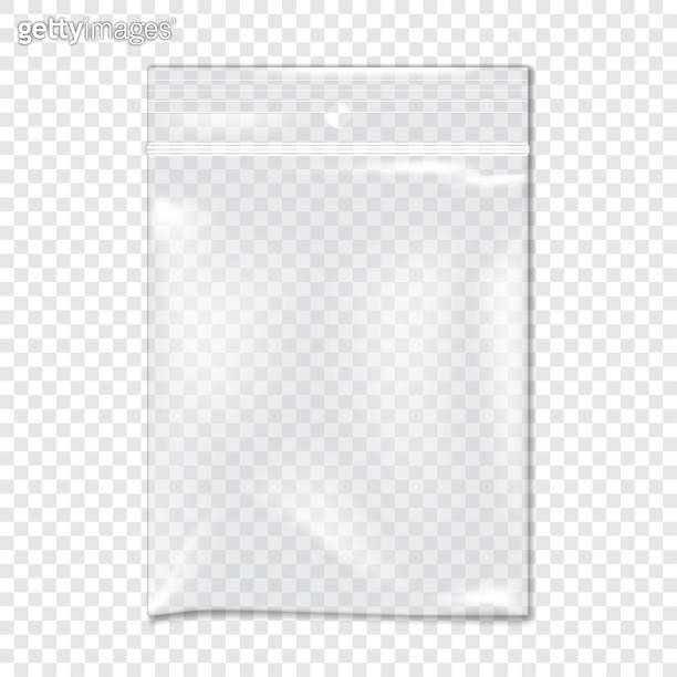 Clear vinyl zipper pouch with hanging hole realistic vector mockup ...
