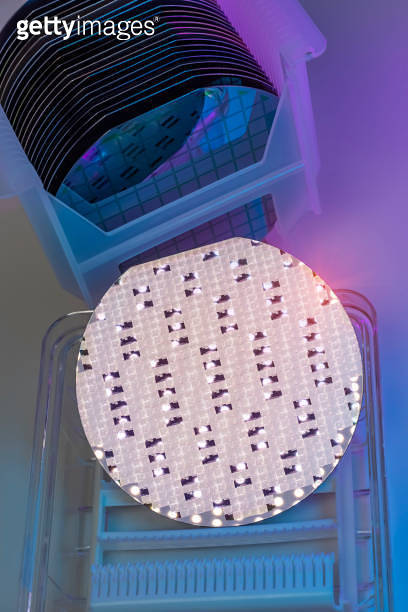 patterned silicon wafers in a universal pod. Electronic circuit designs ...