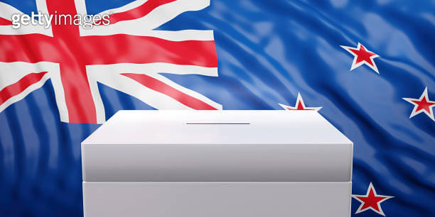 New Zealand elections, Voting box and national flag. 3d 이미지 (1500931552 ...