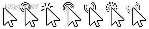 Set of flat cursor icons. Click or press cursor set. Arrow pointer, loading, progress - vector ...