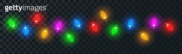 String of colorful holiday lights, Christmas lights isolated realistic ...