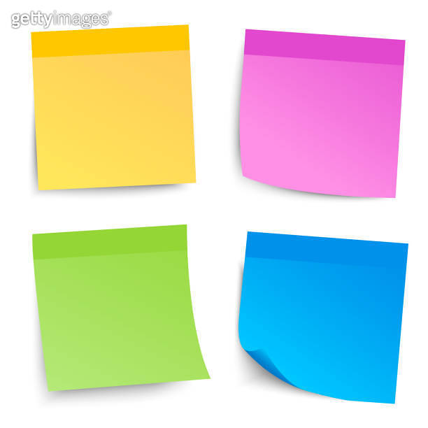 Set different sticky papers isolated, collection colored stick note ...