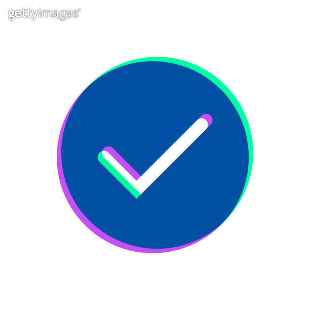 Check mark. Icon with two color overlay on white background (1496041309 ...