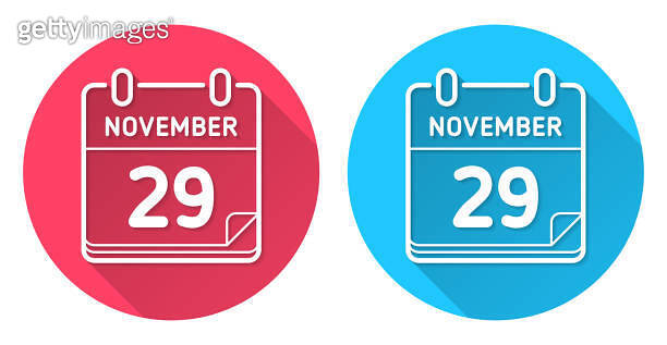 November 29. Round icon with long shadow on red or blue background 이미지 ...