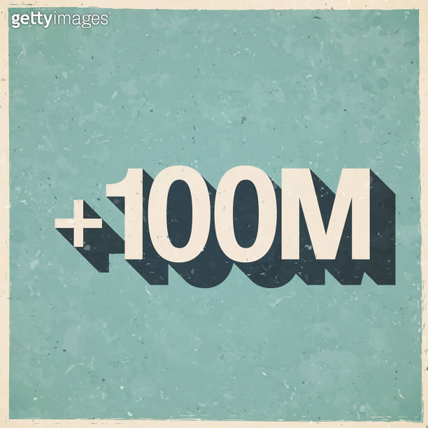 +100M, Plus one hundred million. Icon in retro vintage style - Old ...