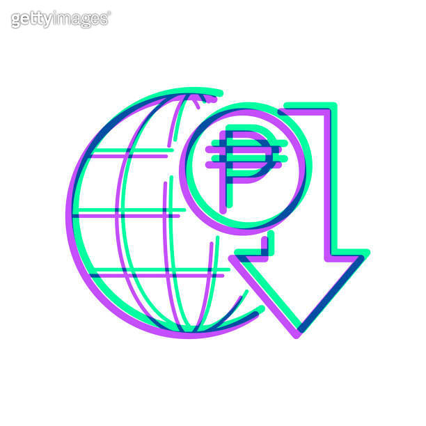 Peso Rate Decrease Icon With Two Color Overlay On White Background 이미지 5672