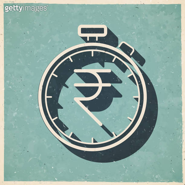 Stopwatch with Indian rupee sign. Icon in retro vintage style - Old ...