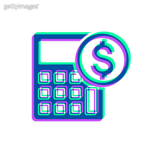 Calculator with Dollar sign. Icon with two color overlay on white ...