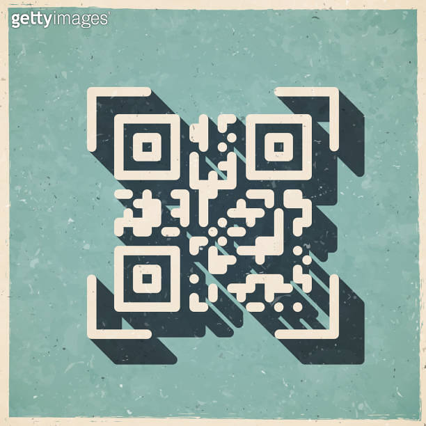 QR code scan. Icon in retro vintage style - Old textured paper 이미지 ...
